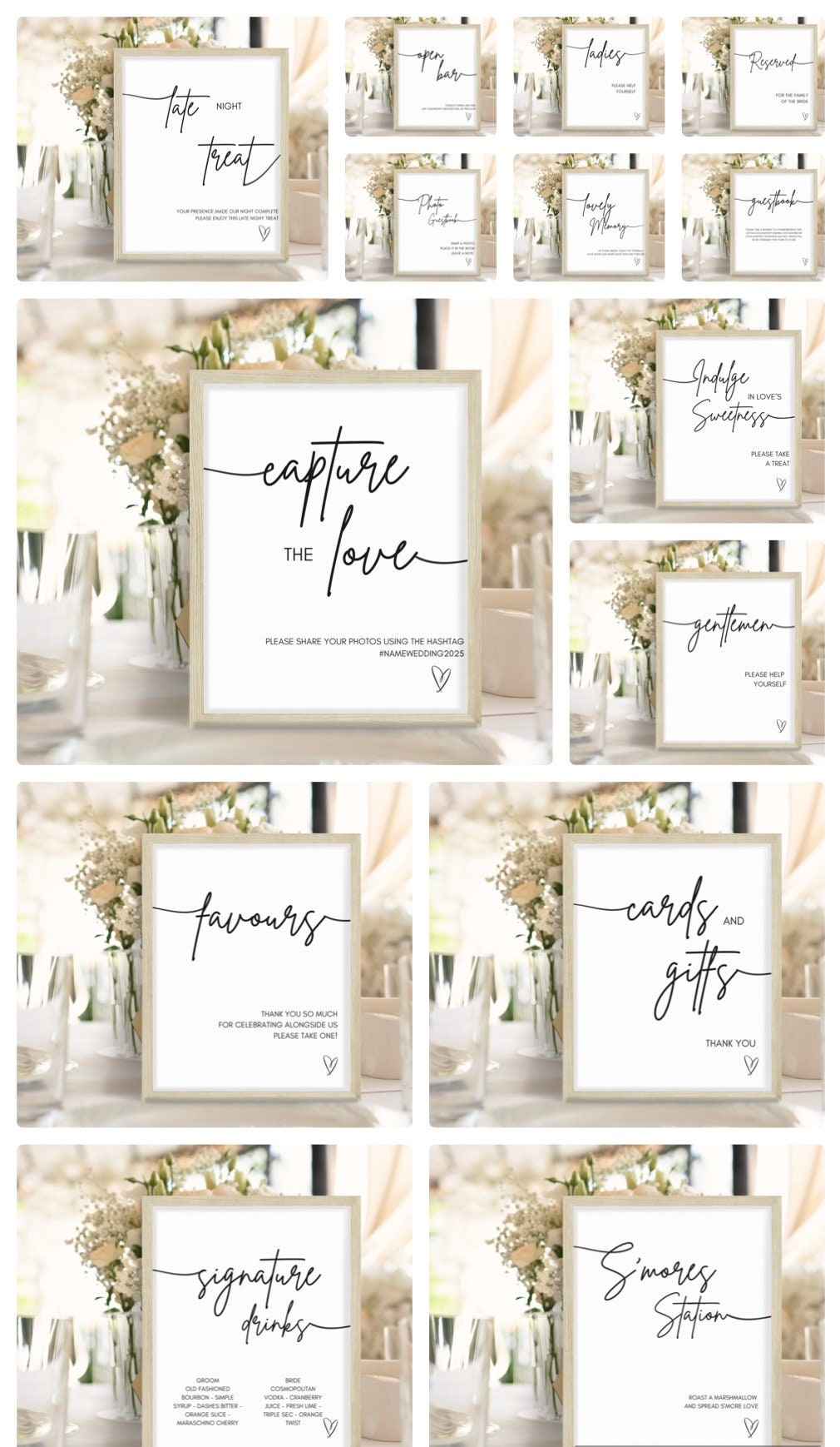 Minimalist 18 Custom Sign Template Bundles, Modern Wedding Sign ...