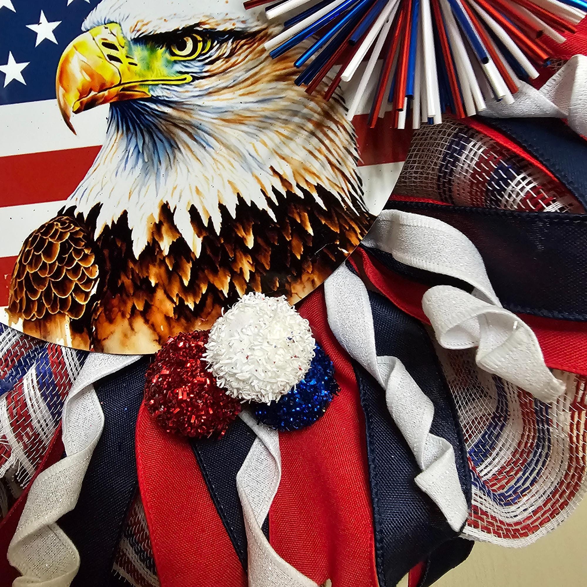 Patriotic Eagle Wreath: Americana Red White & Blue Decor - Etsy
