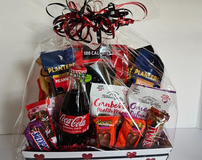 Guys Valentine's Gift Basket, Men's Valentine's Gift Basket, Gift ...