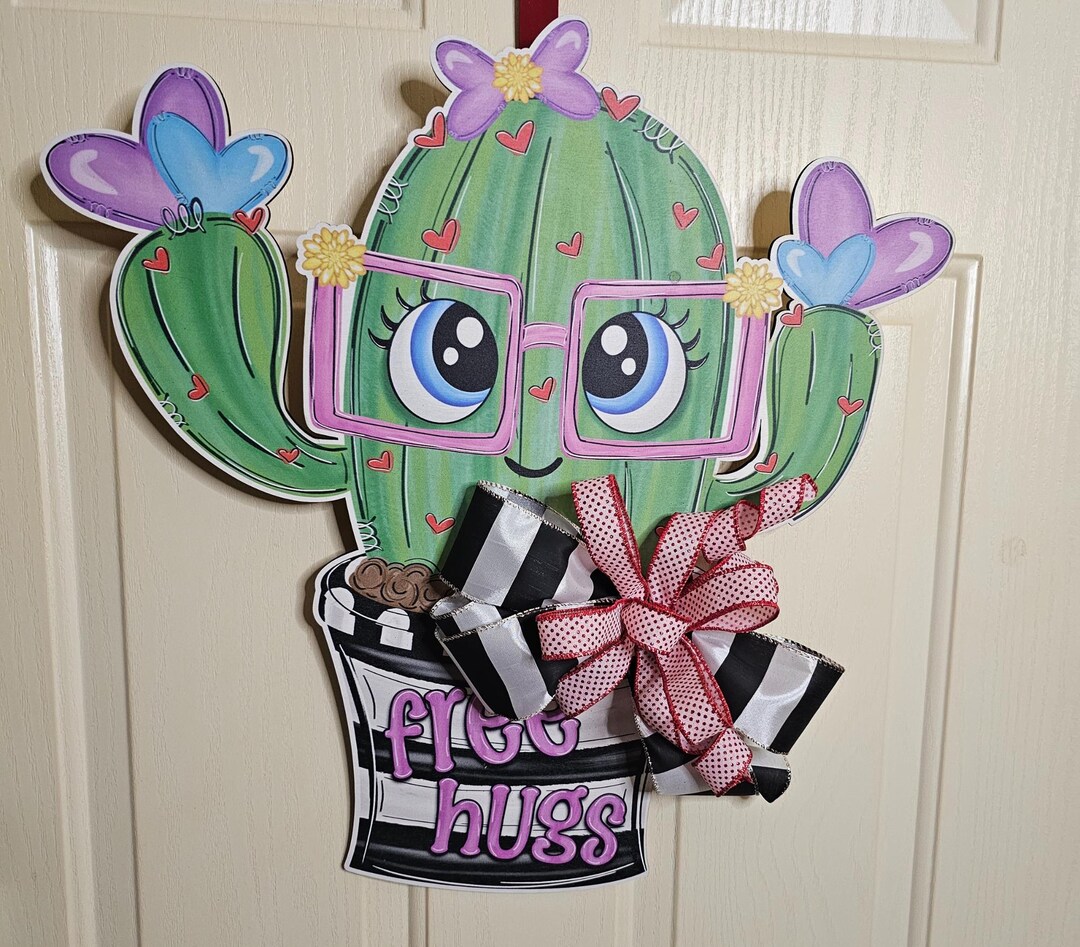 Valentine's Decor, Cactus Hanger, Free Hug, Cute Cactus, Heart Motif ...