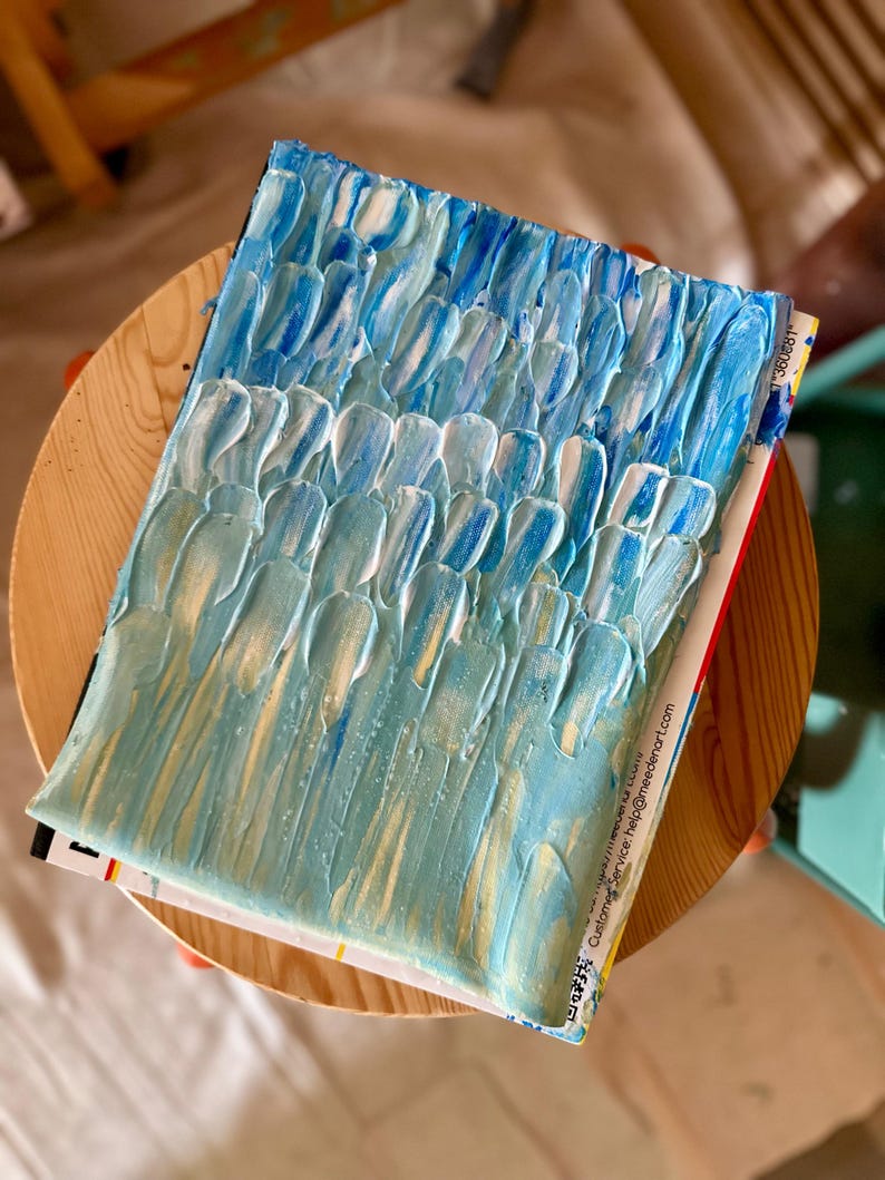 Water and Sand Petals - Original Acrylic Painting 12"x9" Gesso Canvas ...