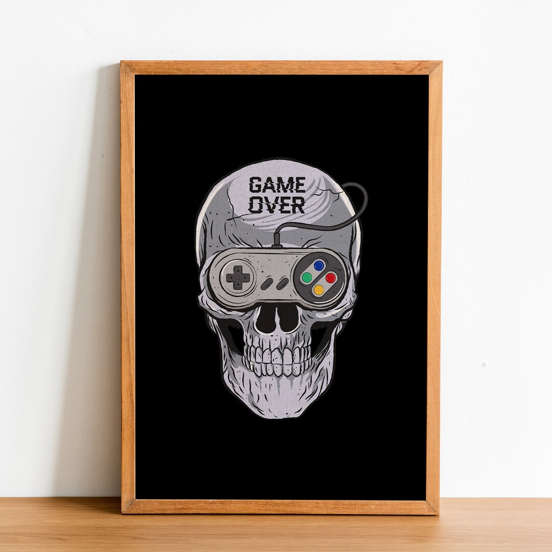 Game Over Skull Print – Gamer Room Wall Art (digital Download) - Etsy