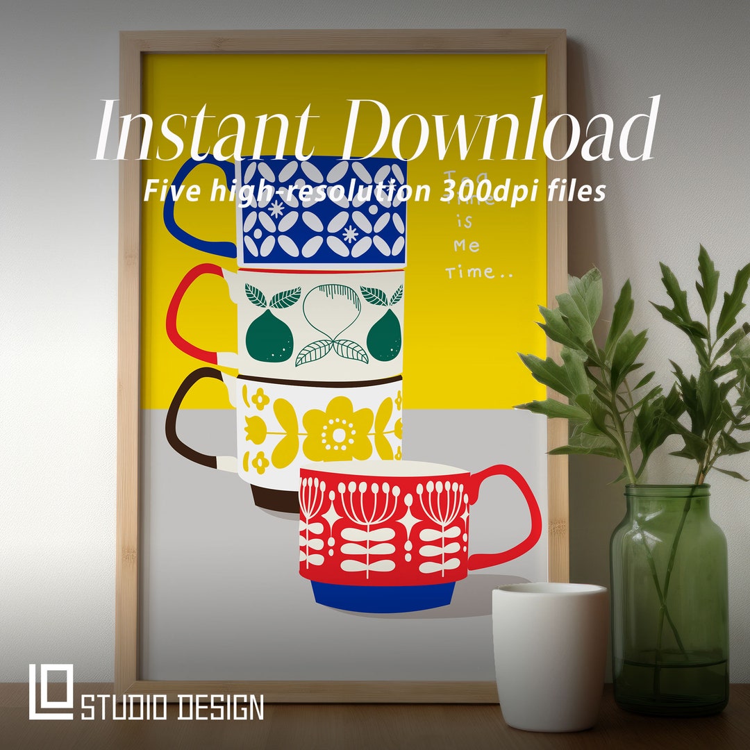 Tea Cup Print | Kitchen Art Print | Bar Cart Art Print | Kitchen Decor ...
