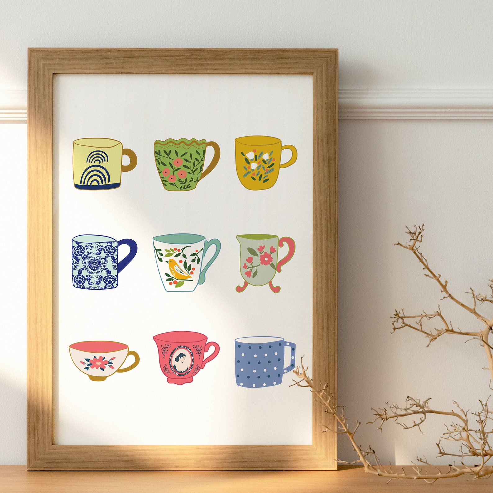 Tea Cup Print | Kitchen Art Print | Bar Cart Art Print | Kitchen Decor ...