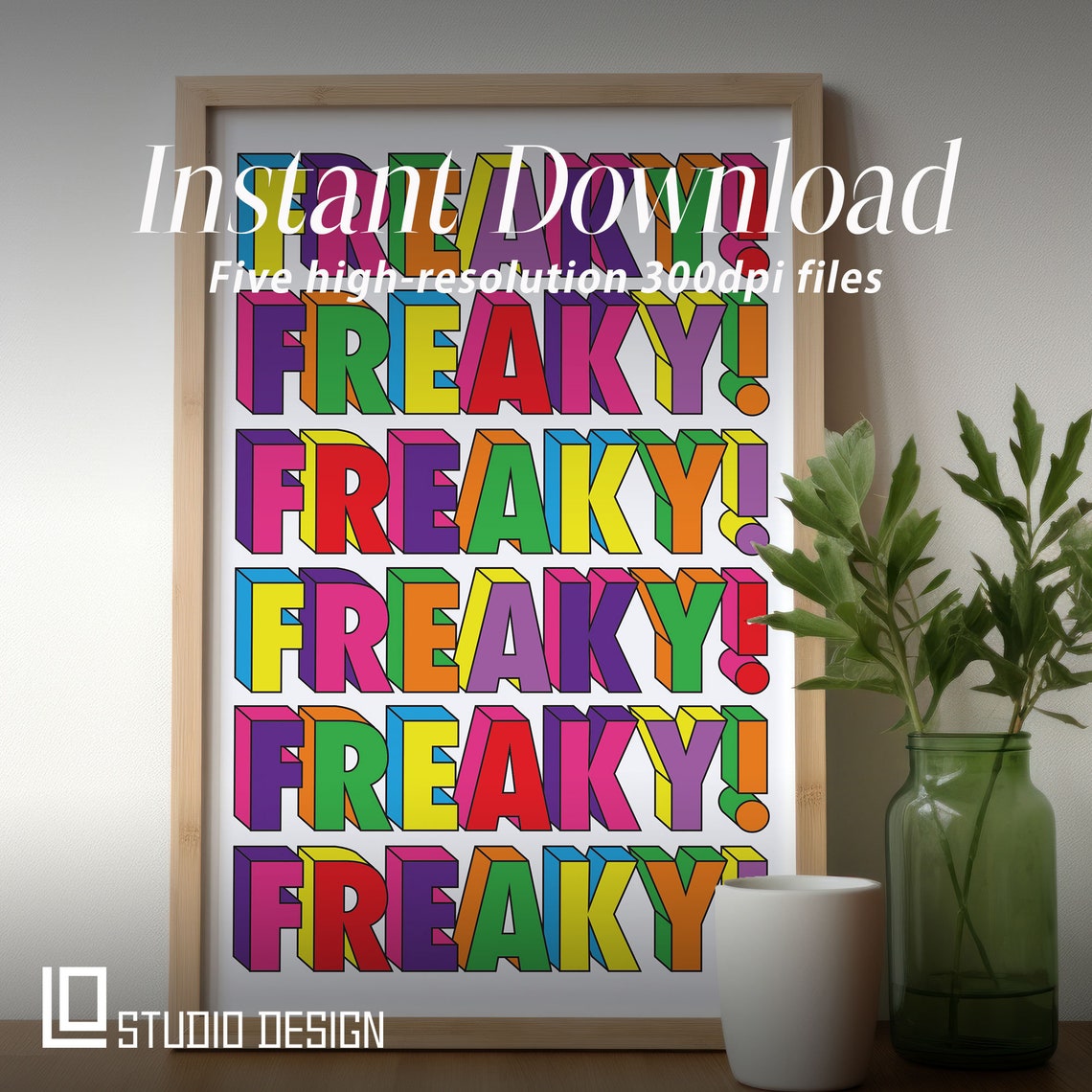 Typography Poster | Freaky Wall Art | Modern Eclectic Wall Art | Neon ...
