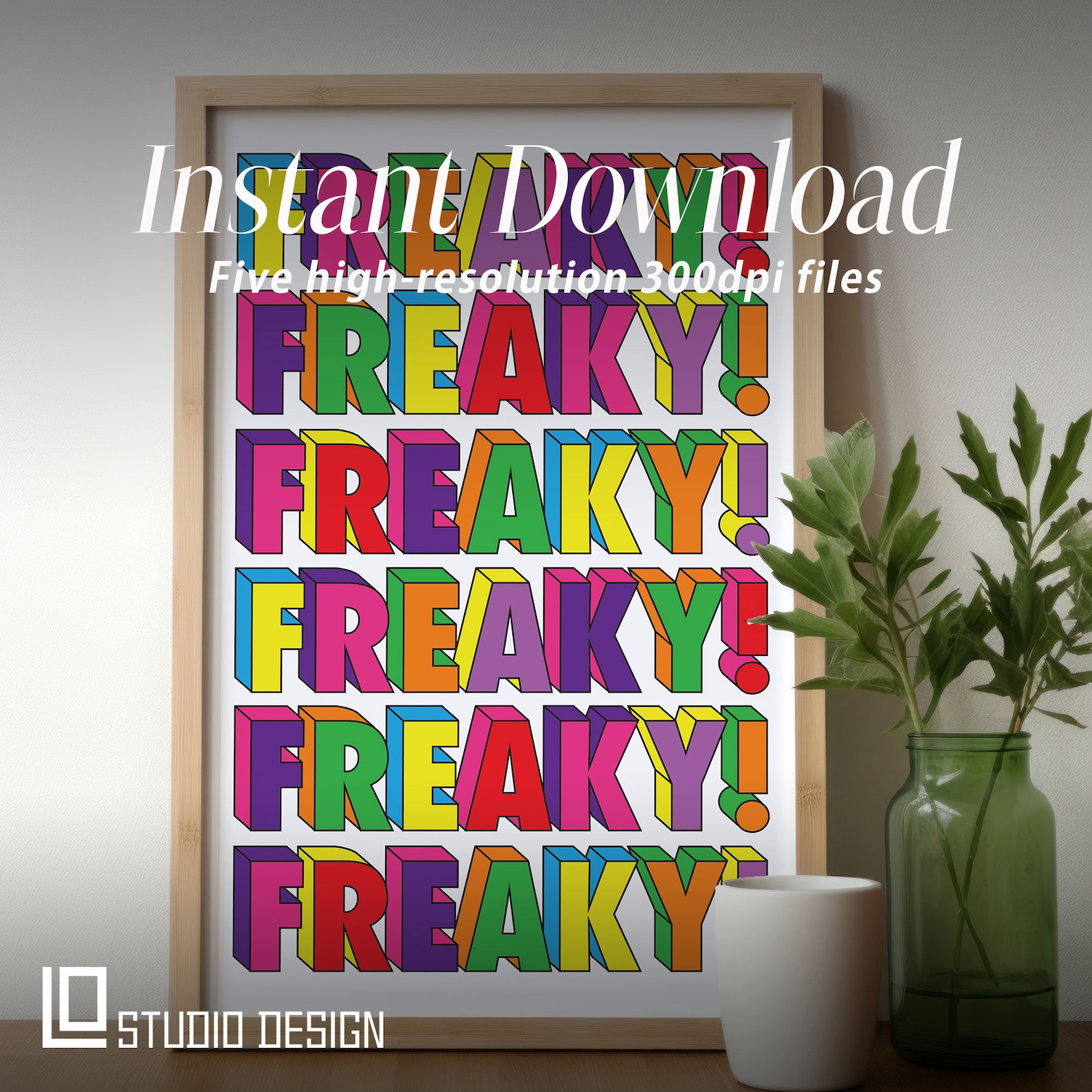 Typography Poster | Freaky Wall Art | Modern Eclectic Wall Art | Neon ...