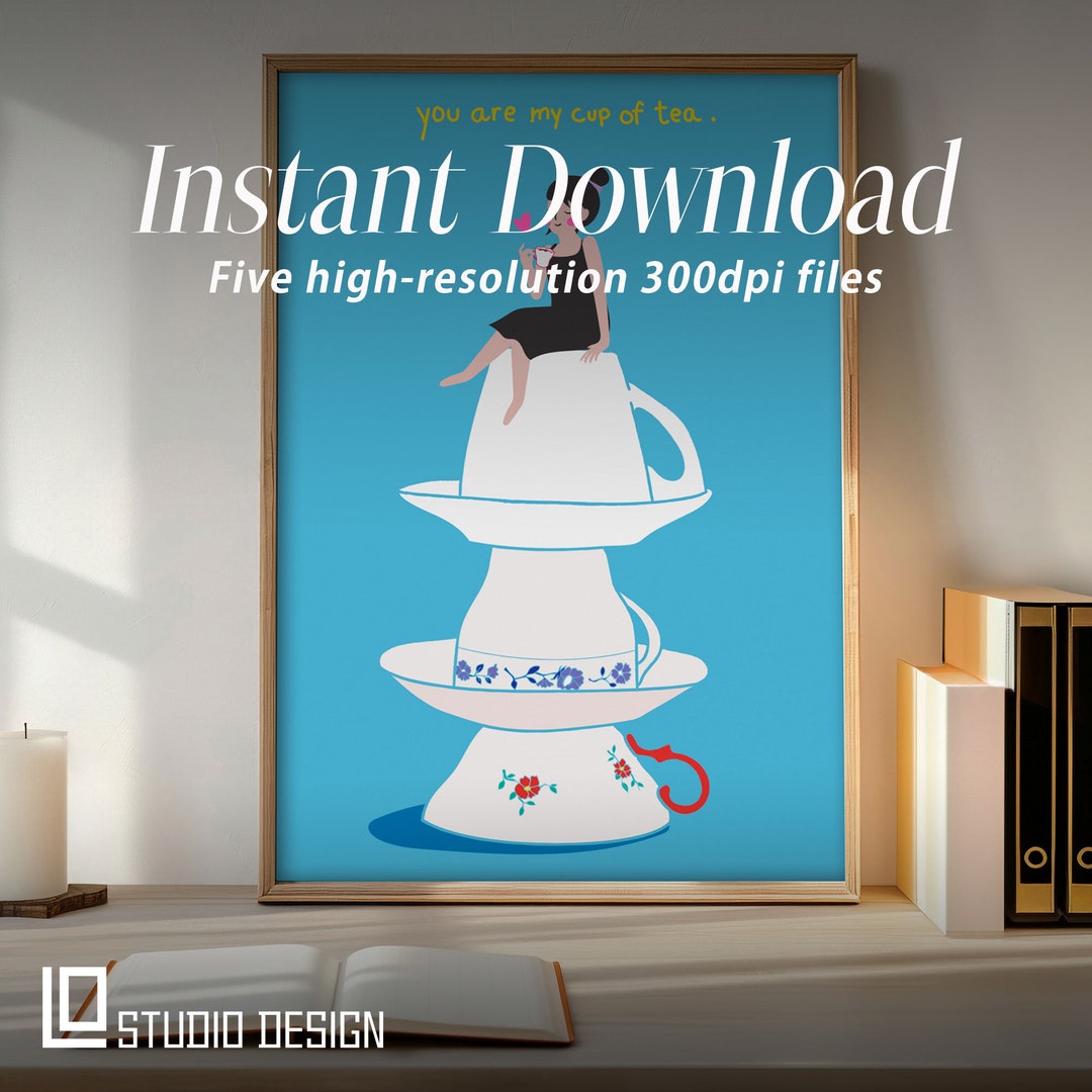 Tea Cup Print | Kitchen Art Print | Bar Cart Art Print | Kitchen Decor ...