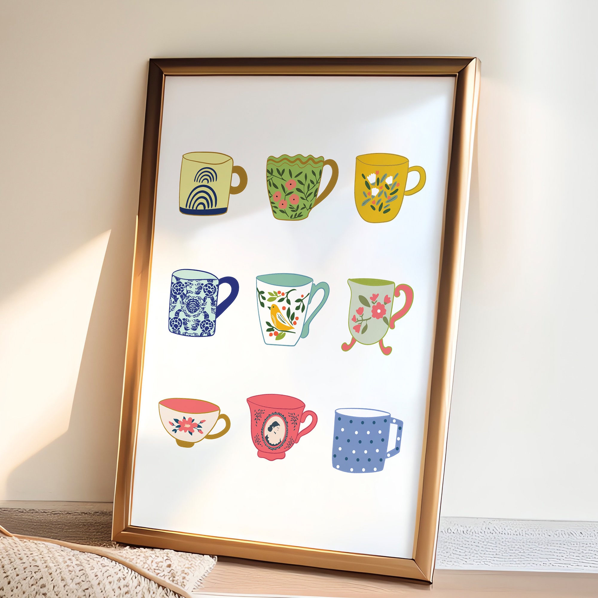 Tea Cup Print | Kitchen Art Print | Bar Cart Art Print | Kitchen Decor ...
