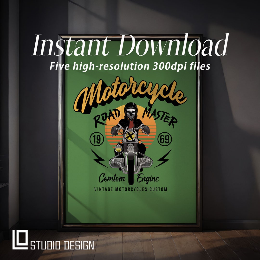Road Master Motorcycle Wall Decor | Vintage Motorcycle Poster | Biker ...