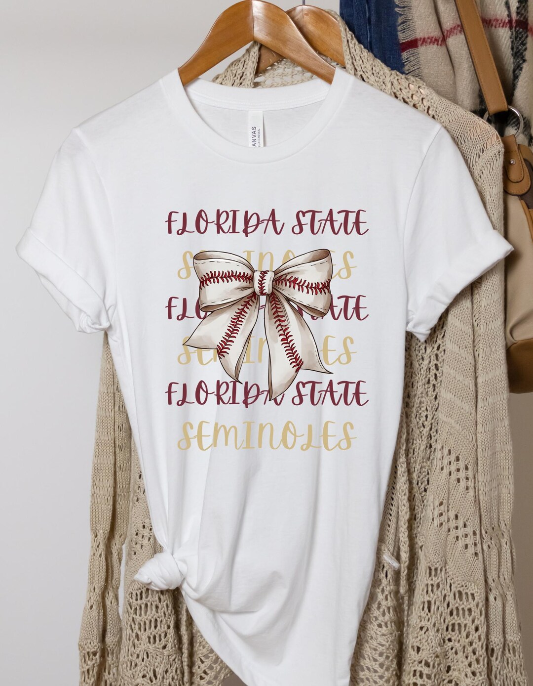Florida State University Baseball Bow T-shirt, Trendy T-shirt With Bow ...