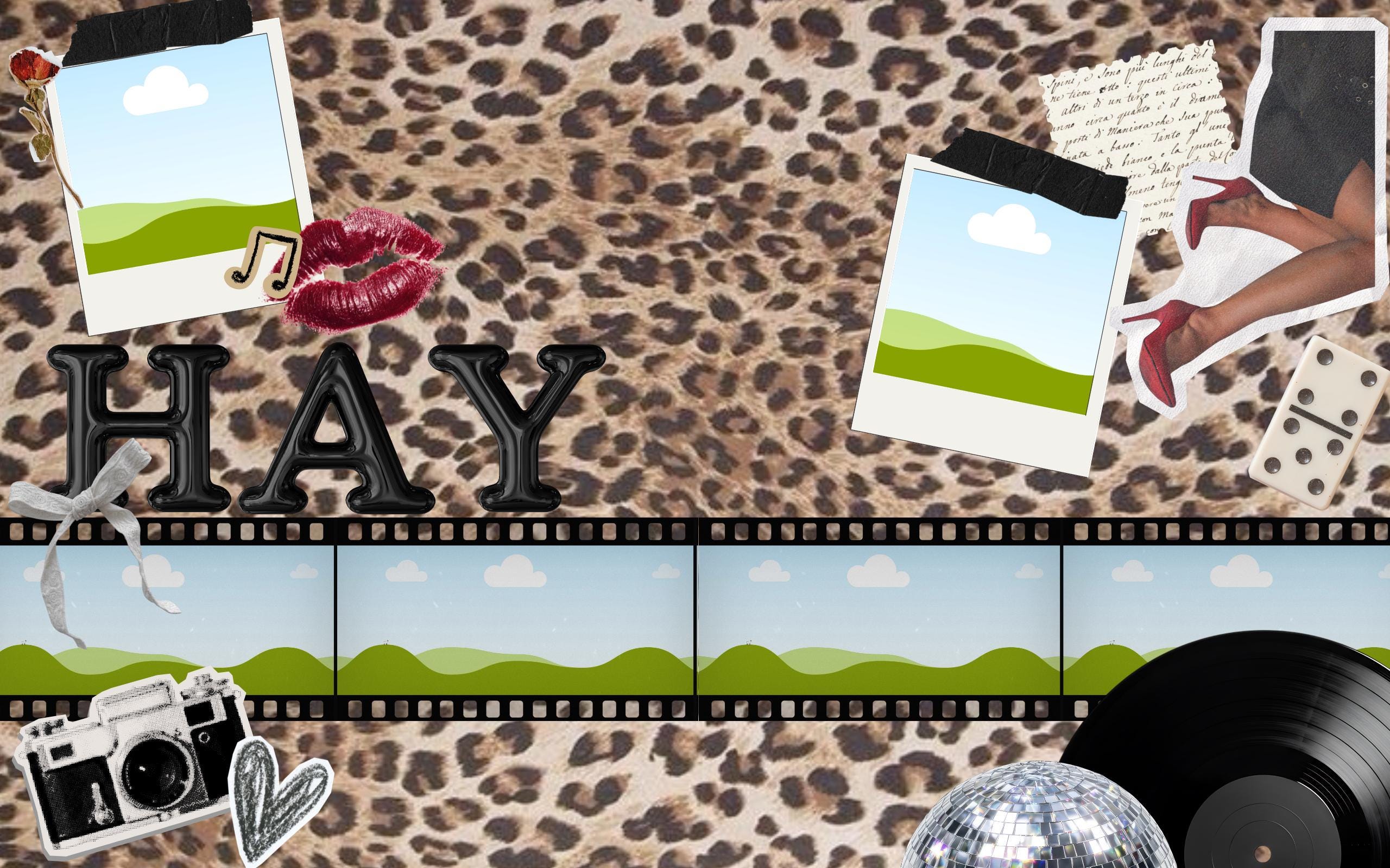 Leopard Print Laptop Wallpaper Canva Template | Collage Desktop ...