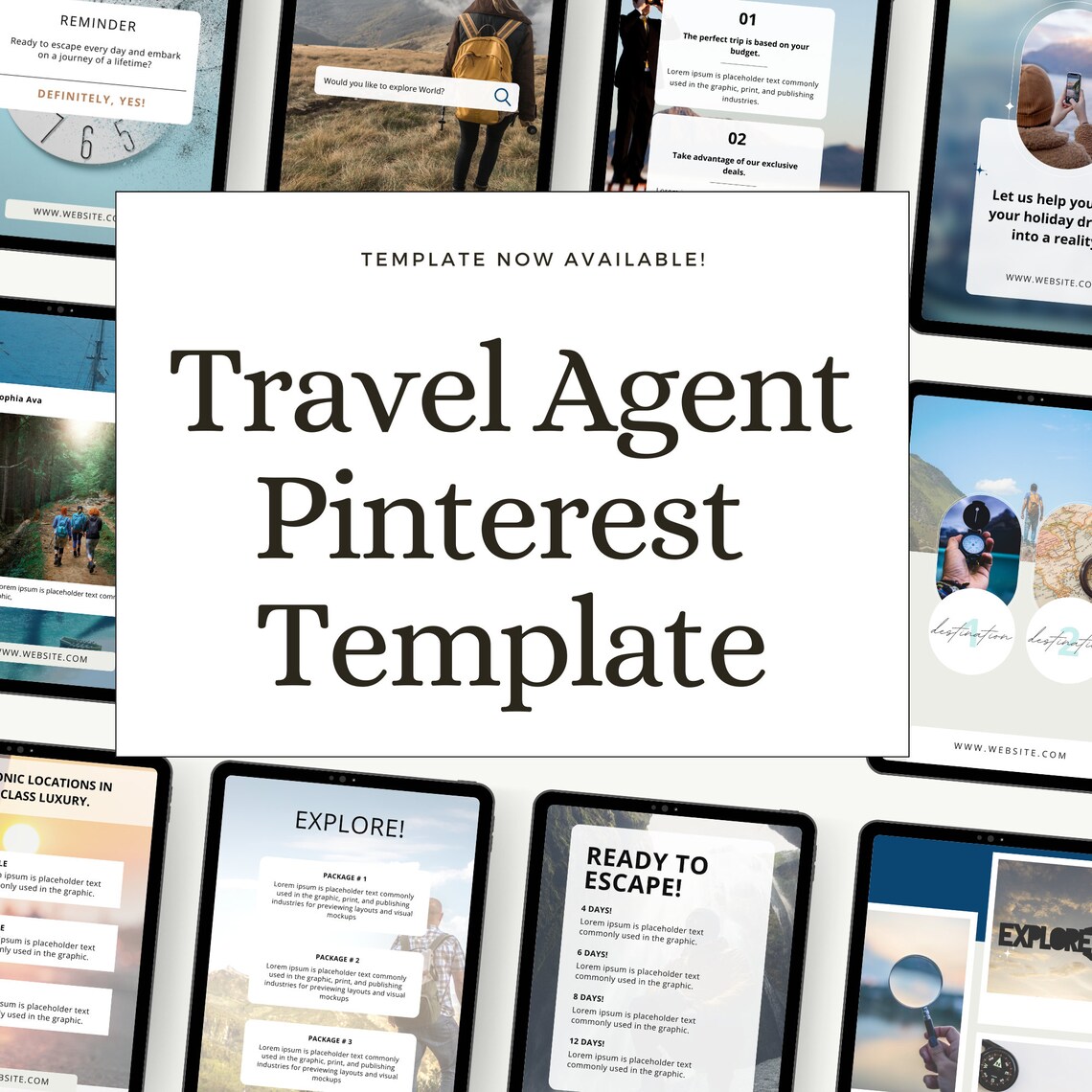 Travel Agent Pinterest Template Editable Canva Pins Perfect for Travel ...