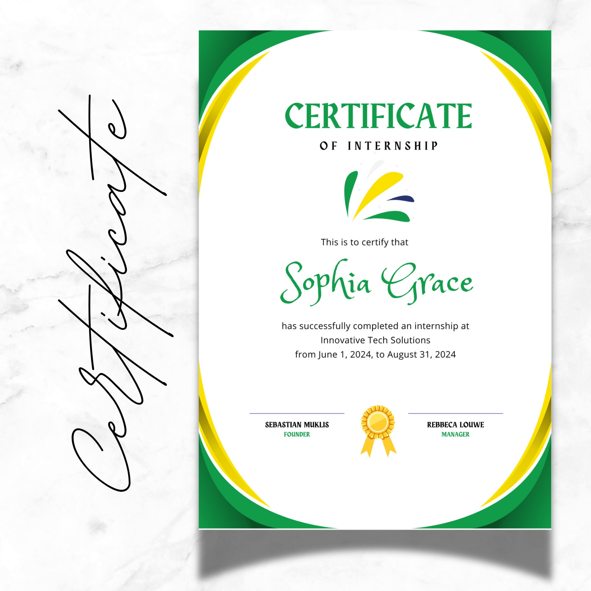 Custom Certificate of Internship | Personalized Internship Completion ...