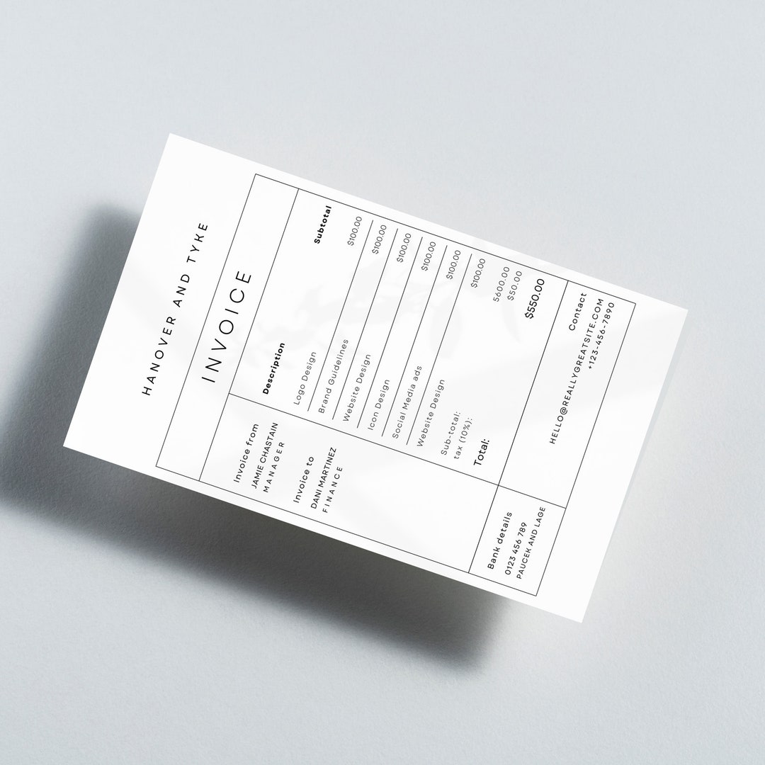 Minimal Studio Invoice Template | Clean & Professional Design - Etsy