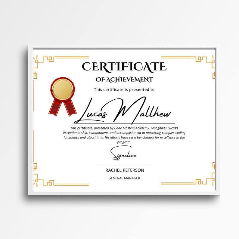 Custom Certificate of Achievement | Personalized Award Certificate ...
