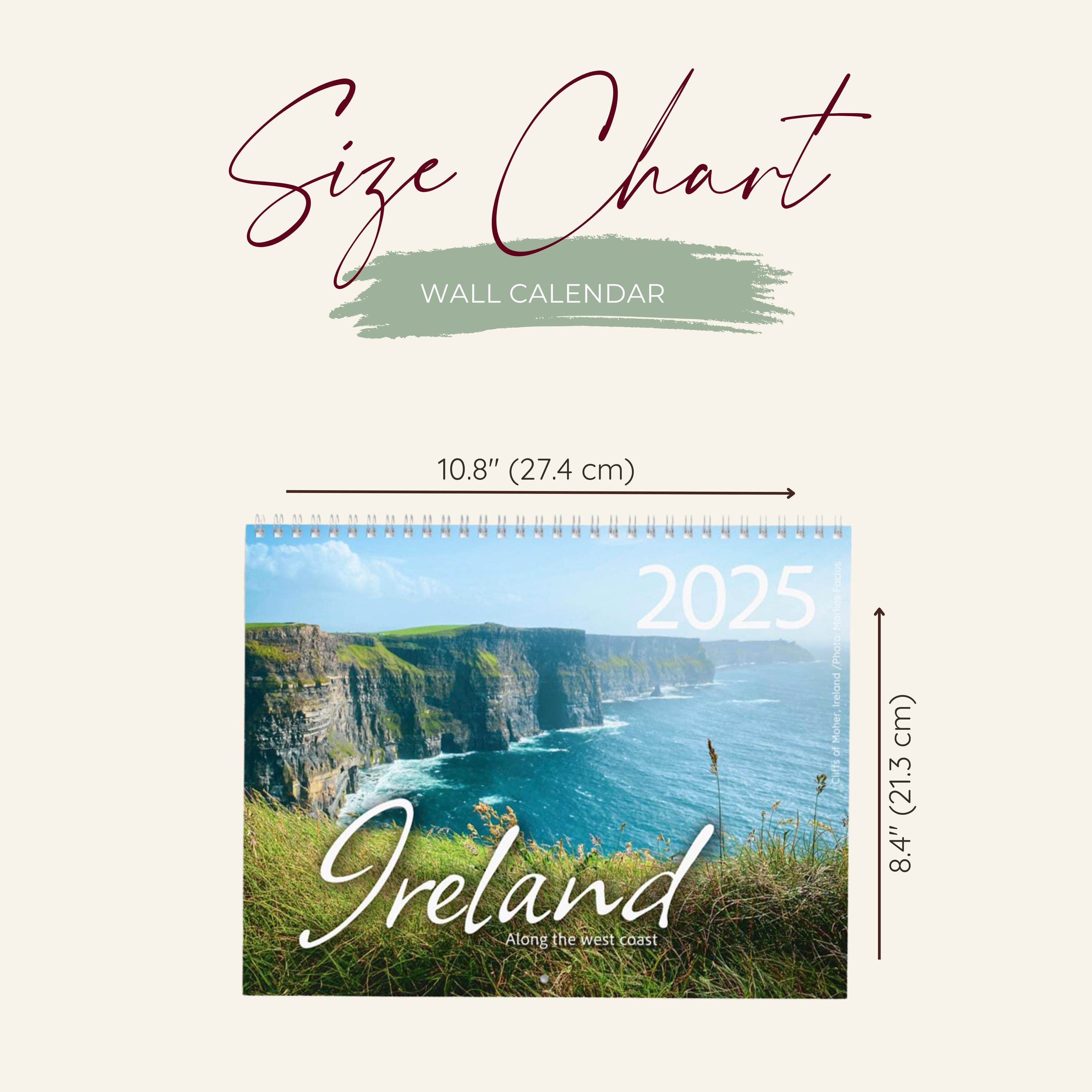 Wall Calendar 2025, Calendar 2025, Ireland, Wall Calendar, Ireland ...