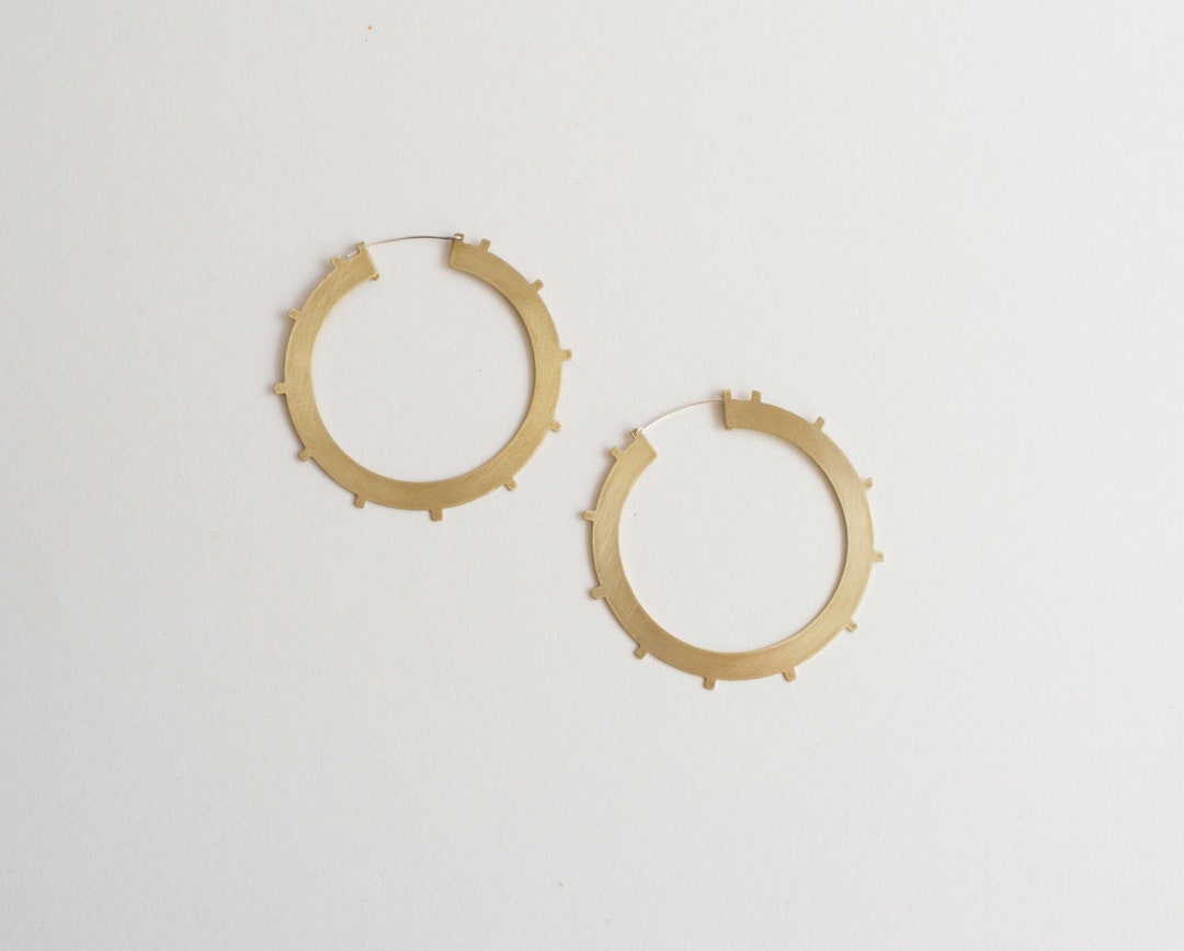 Large Gold Hoops, Gold Statement Hoops, Large Hoop Earrings, Geometric ...