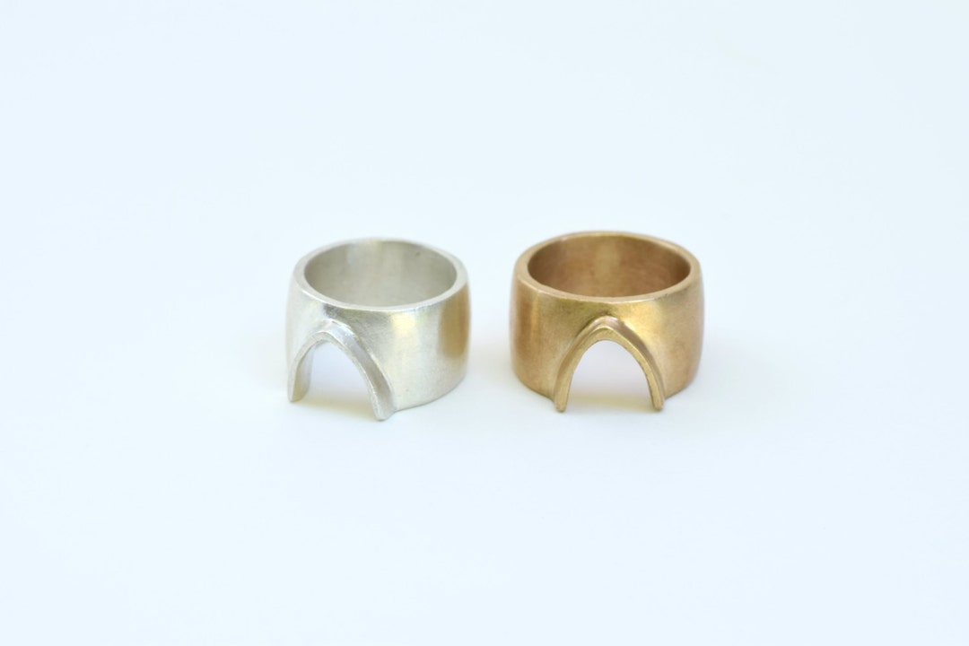 Minimalist Geometric Arc Ring: Sterling Silver or Gold Unisex Band - Etsy