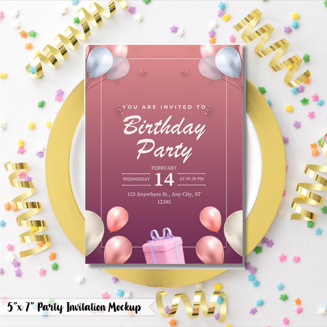 Pink Modern Birthday Party Invitation - Etsy