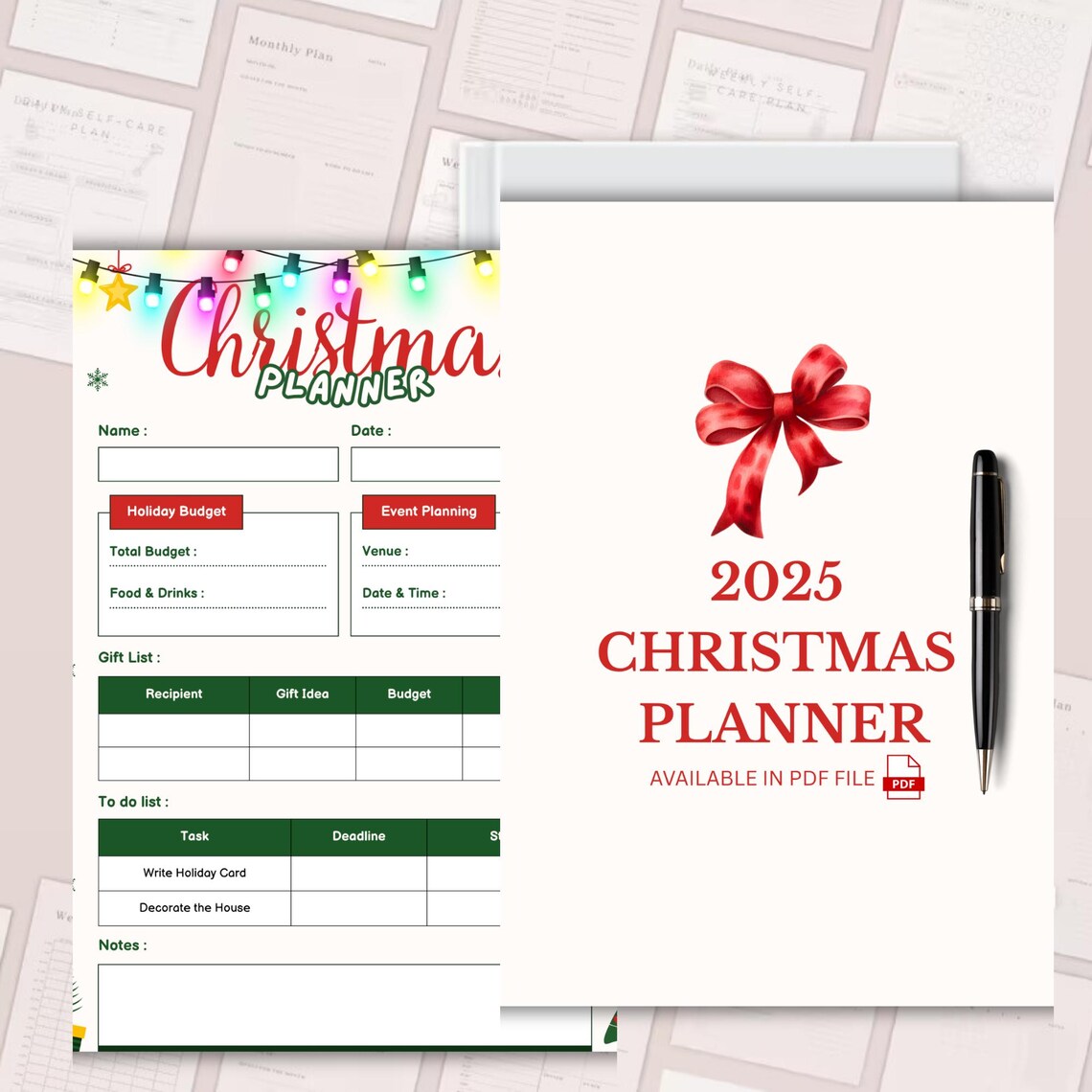 2025 Christmas Planner: Holiday Checklist, Budget & Menu (printable PDF ...