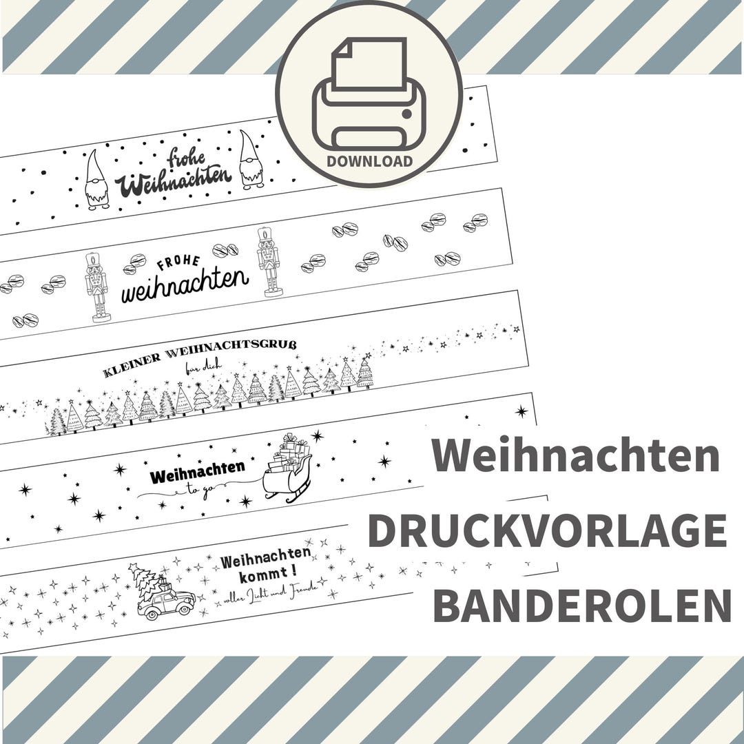 Christmas Gift Wrap Banderole - Holiday Present Decoration (instant ...