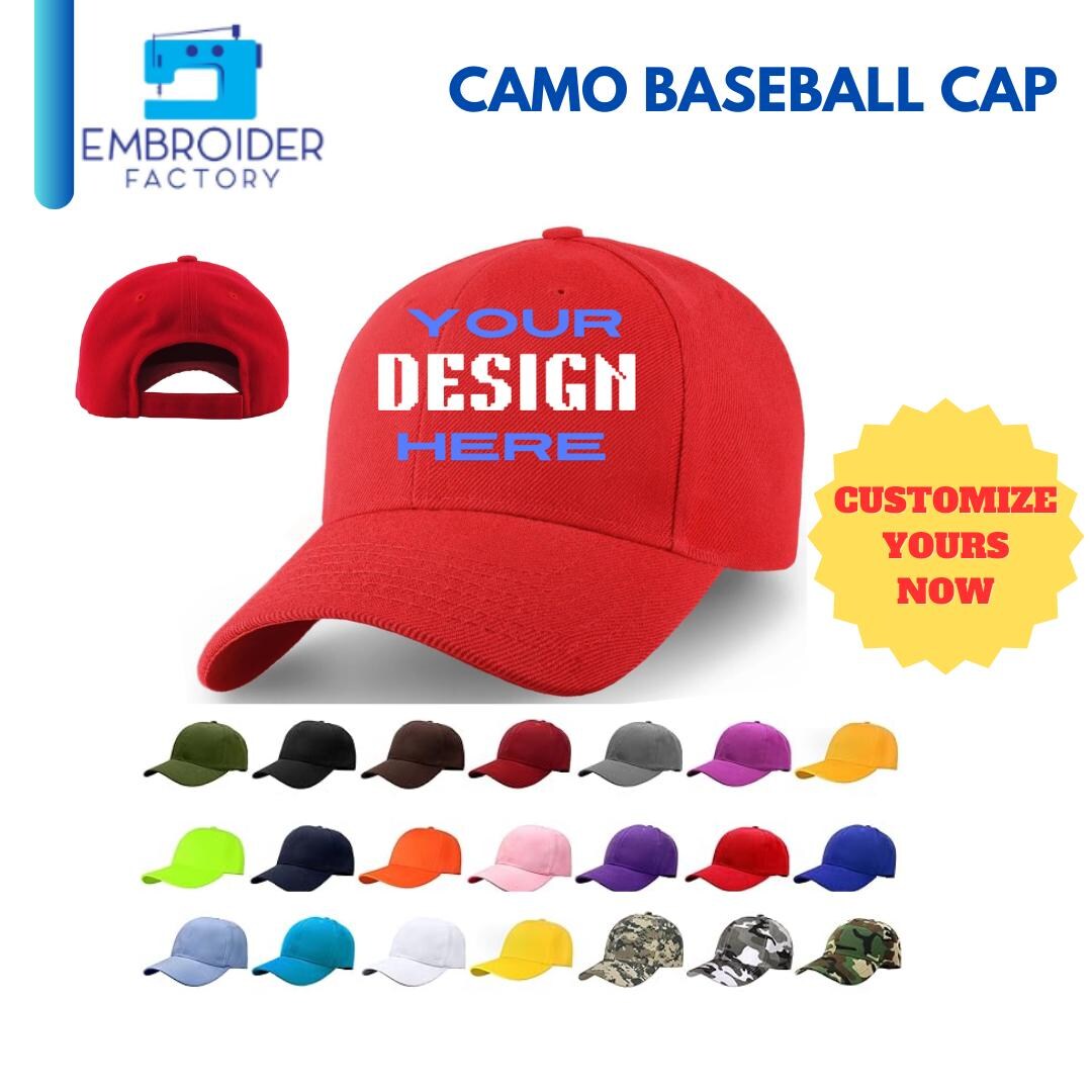 Custom Camo Baseball Cap With Velcro Closure—100% Polyester ...