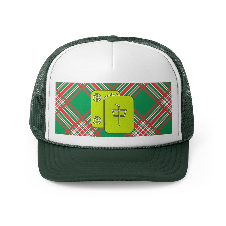 Mahjong Tile Plaid Trucker Cap for Trendy Gamers, Mahjong Lover Gift ...