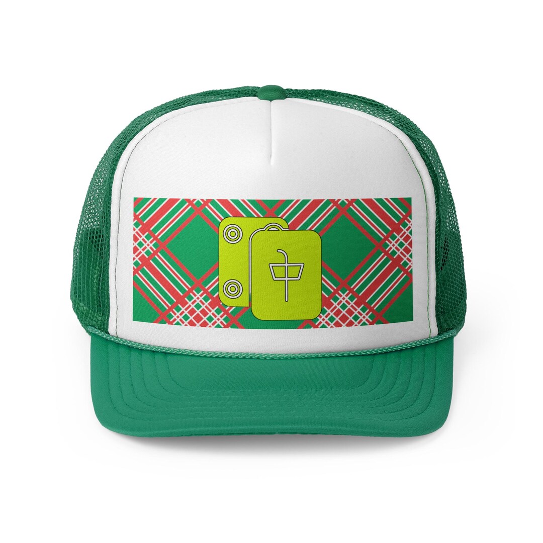 Mahjong Tile Plaid Trucker Cap for Trendy Gamers, Mahjong Lover Gift ...