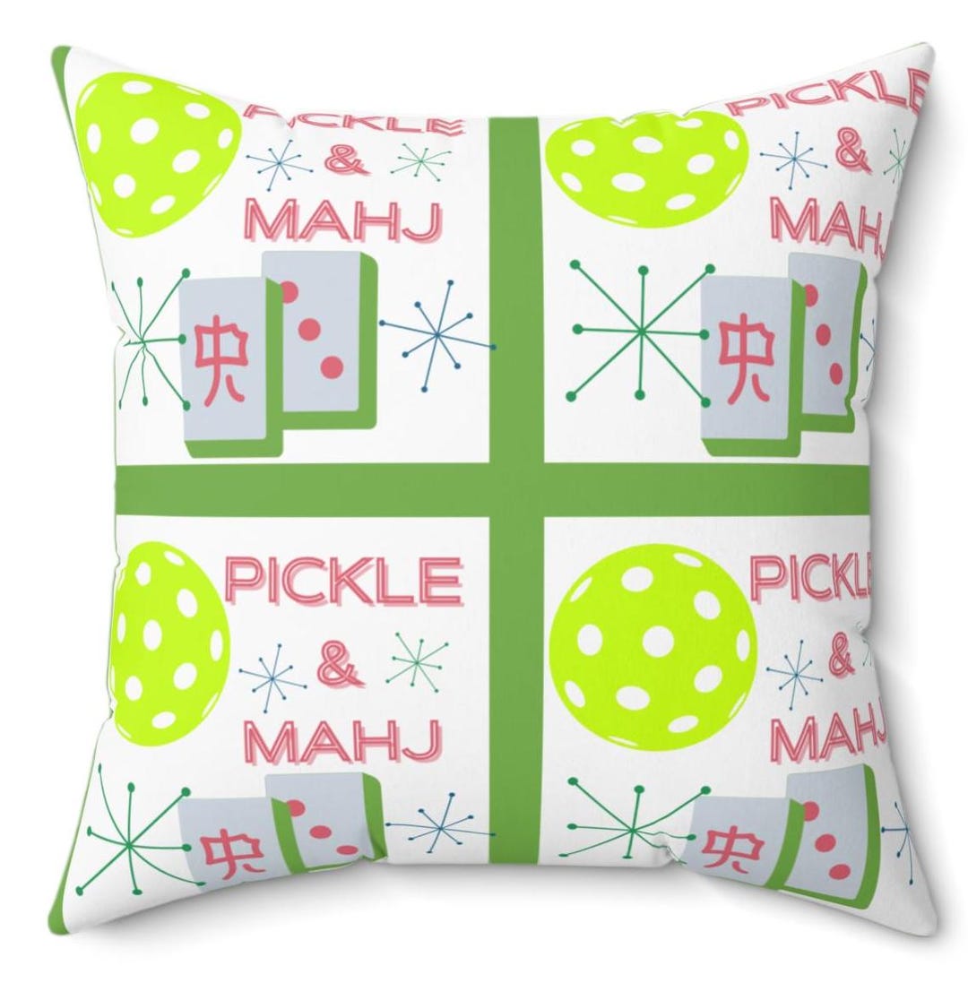 Spun Pillow, Mahjong Pickleball Fun Cute Gift Throw Pillow for Her ...