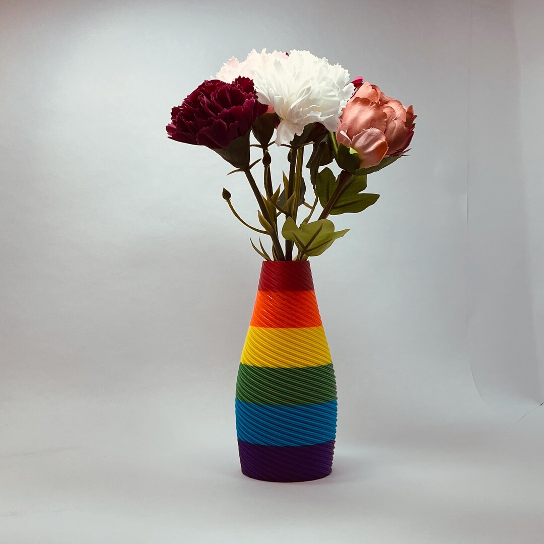 Rainbow Vase for Birthday Handmade 3D Printed Flower Vase in Bright ...