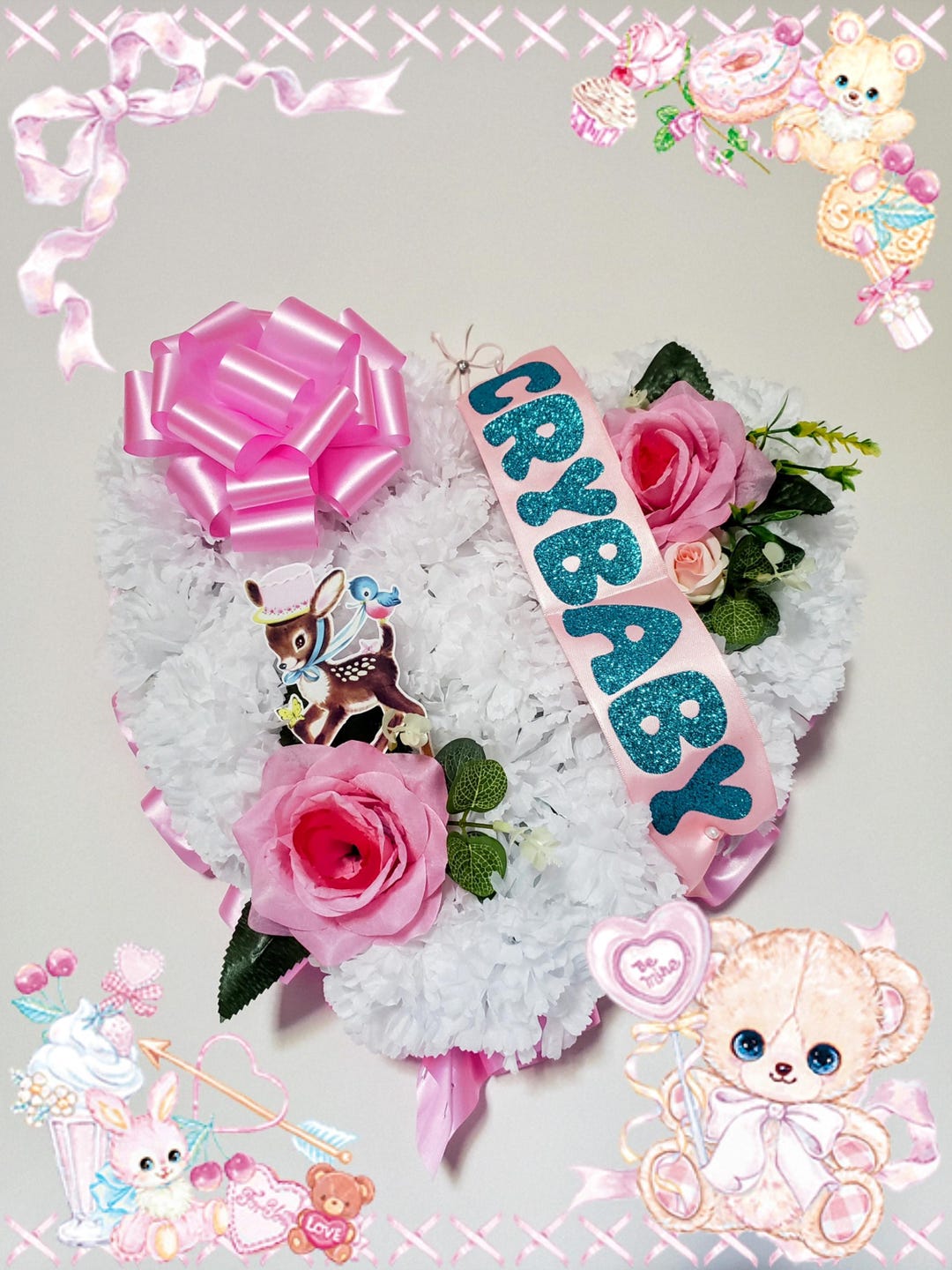 RIP Crybaby Deer Memorial Heart Funeral Decoration - Etsy