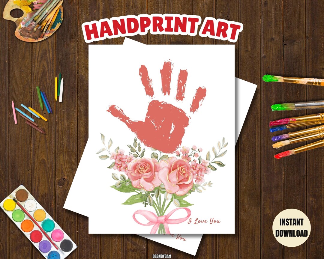 Handprint Flower Bouquet Craft: Mother's Day Keepsake (printable Gift ...