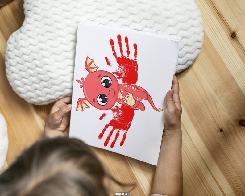 Dragon Handprint Art Printable: Kids Craft Activity (PDF) - Etsy