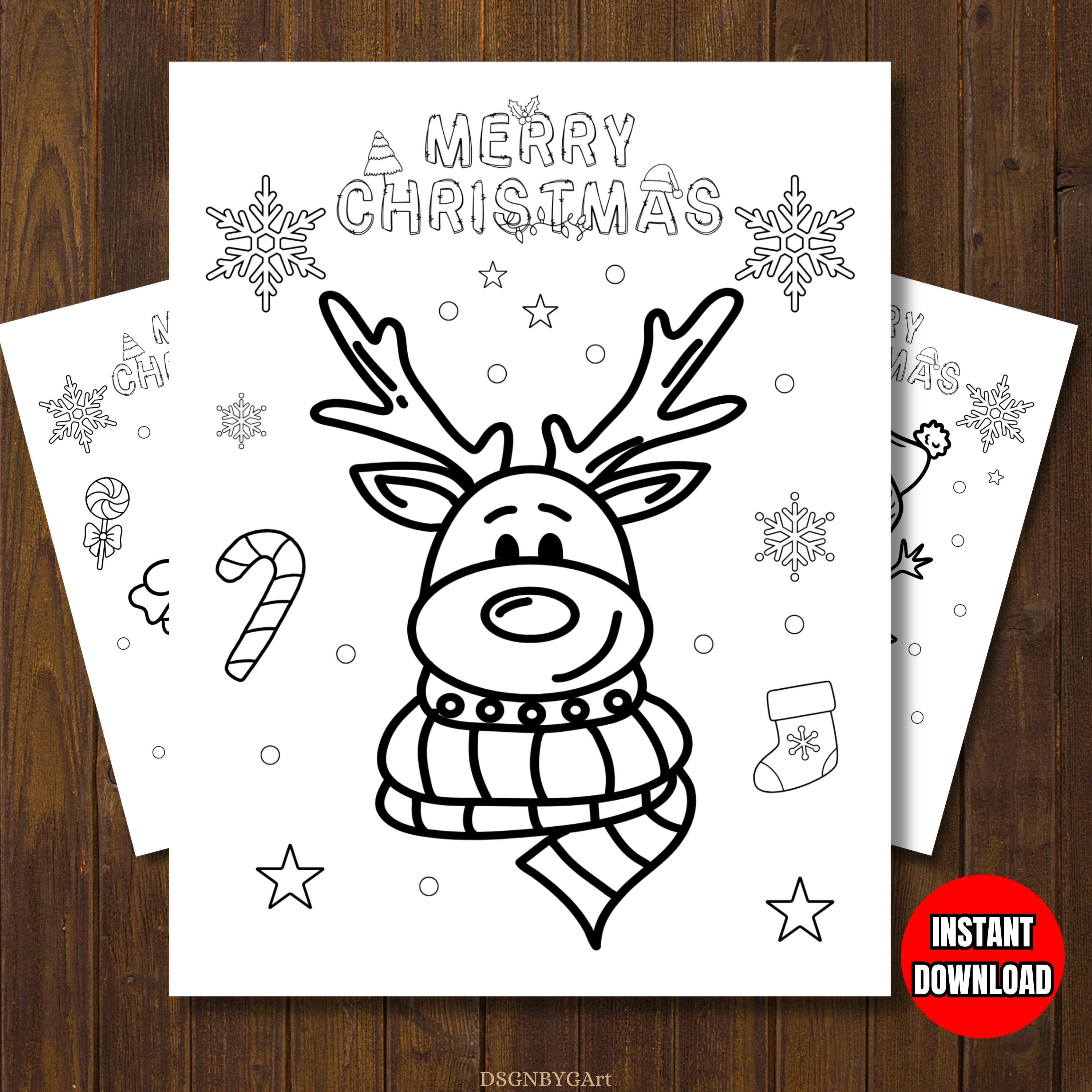 Christmas Coloring Pages for Kids: 15 Printable Designs (PDF) - Etsy