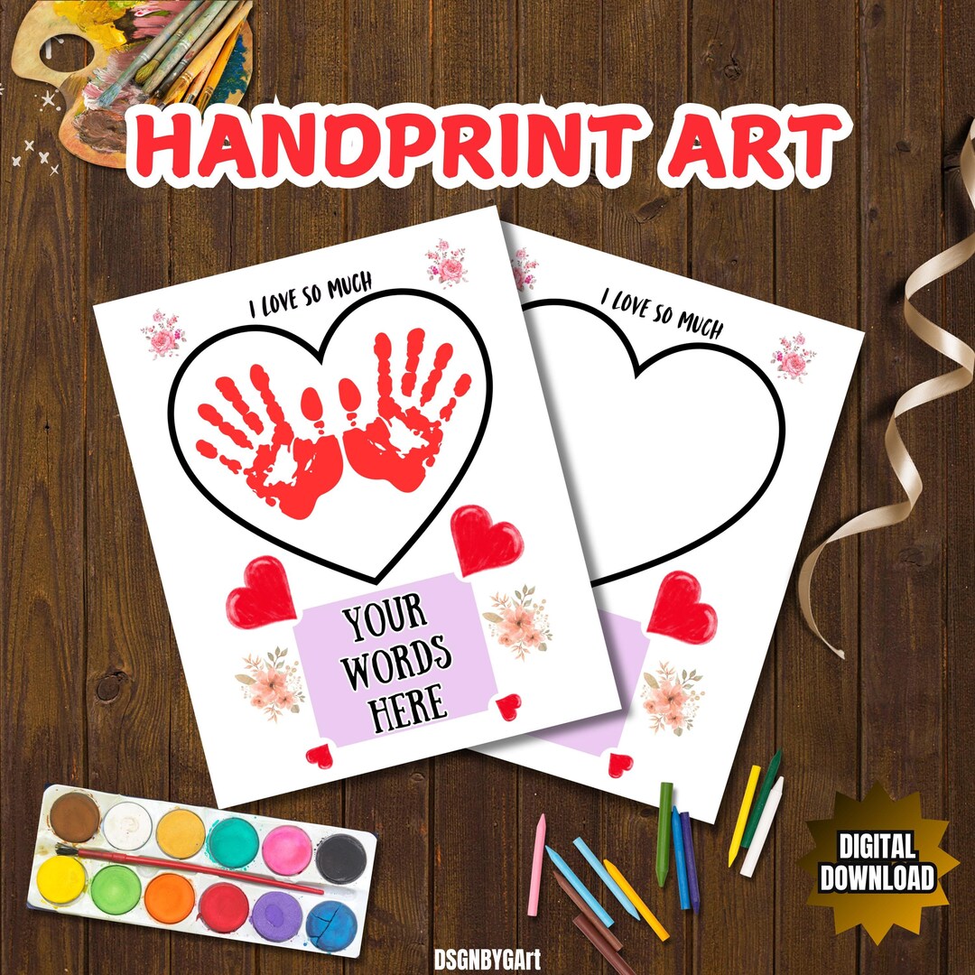 Printable Heart Handprint Art for Gift Preschool Handprint Craft ...
