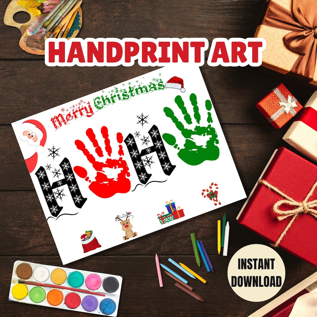Christmas Handprint Craft, Handprint Footprint Art, Ho Ho Ho, Preschool ...