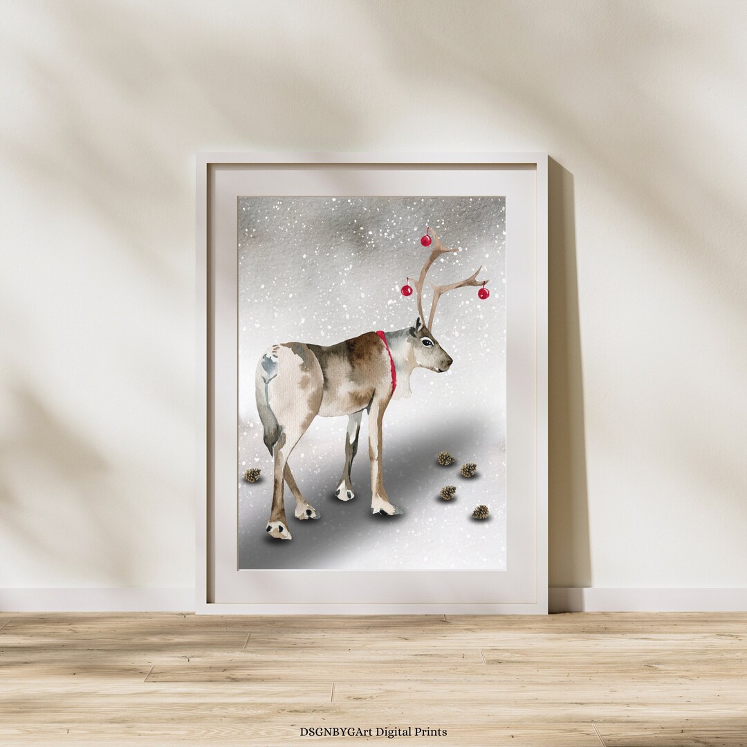Christmas Reindeer Prints Wall Art, Printable Christmas Reindeer ...