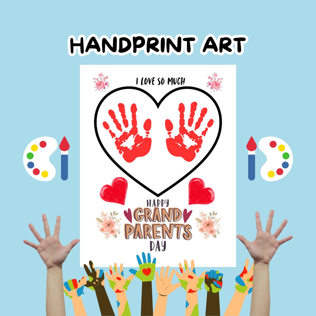 Grandparents Day Handprint Art, Preschool Handprint Craft Activity for ...