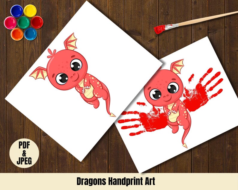 Dragon Handprint Art Printable, Kids Craft Activity, Toddler Handprint ...