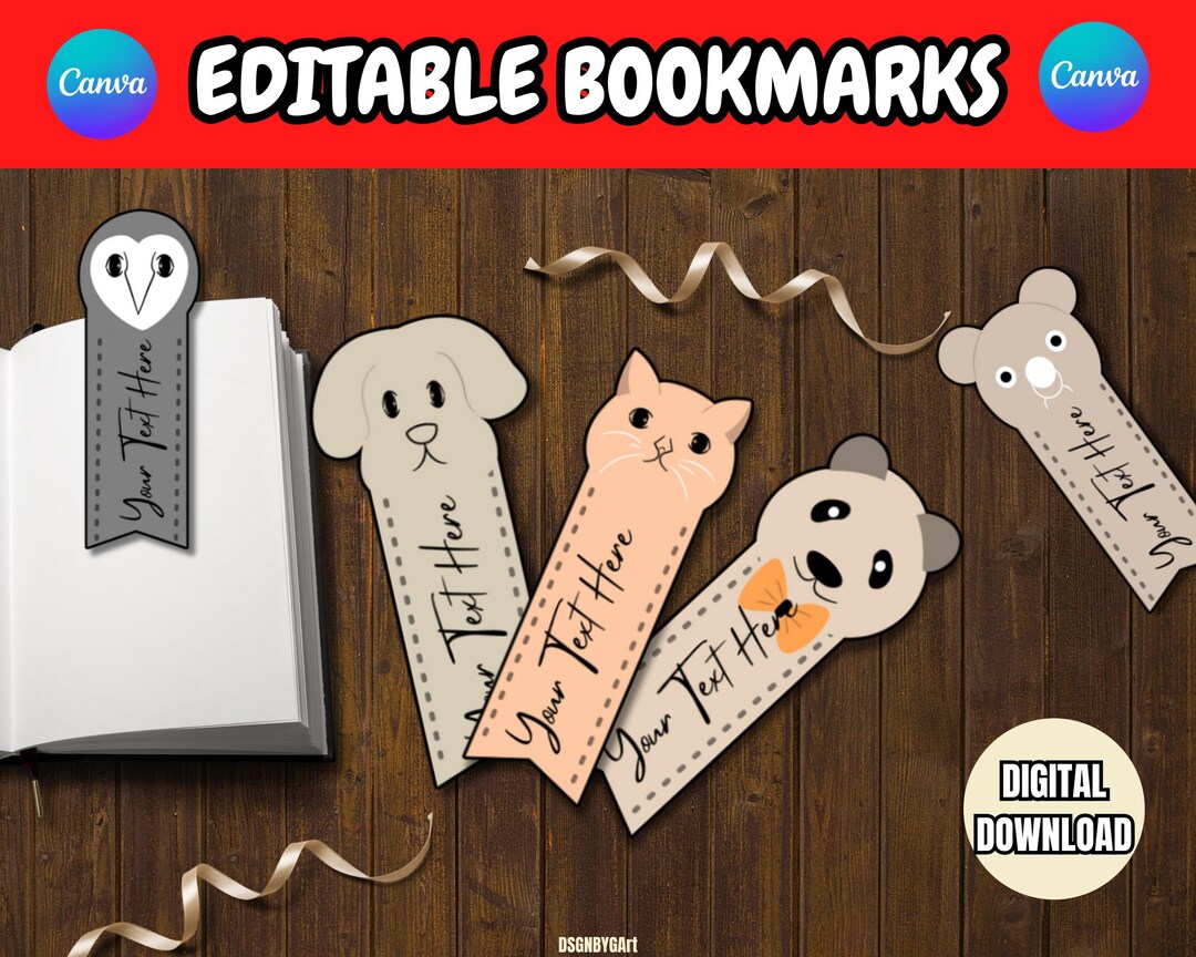 Canva Bookmark Template Printable Canva Editable Bookmark Canva ...