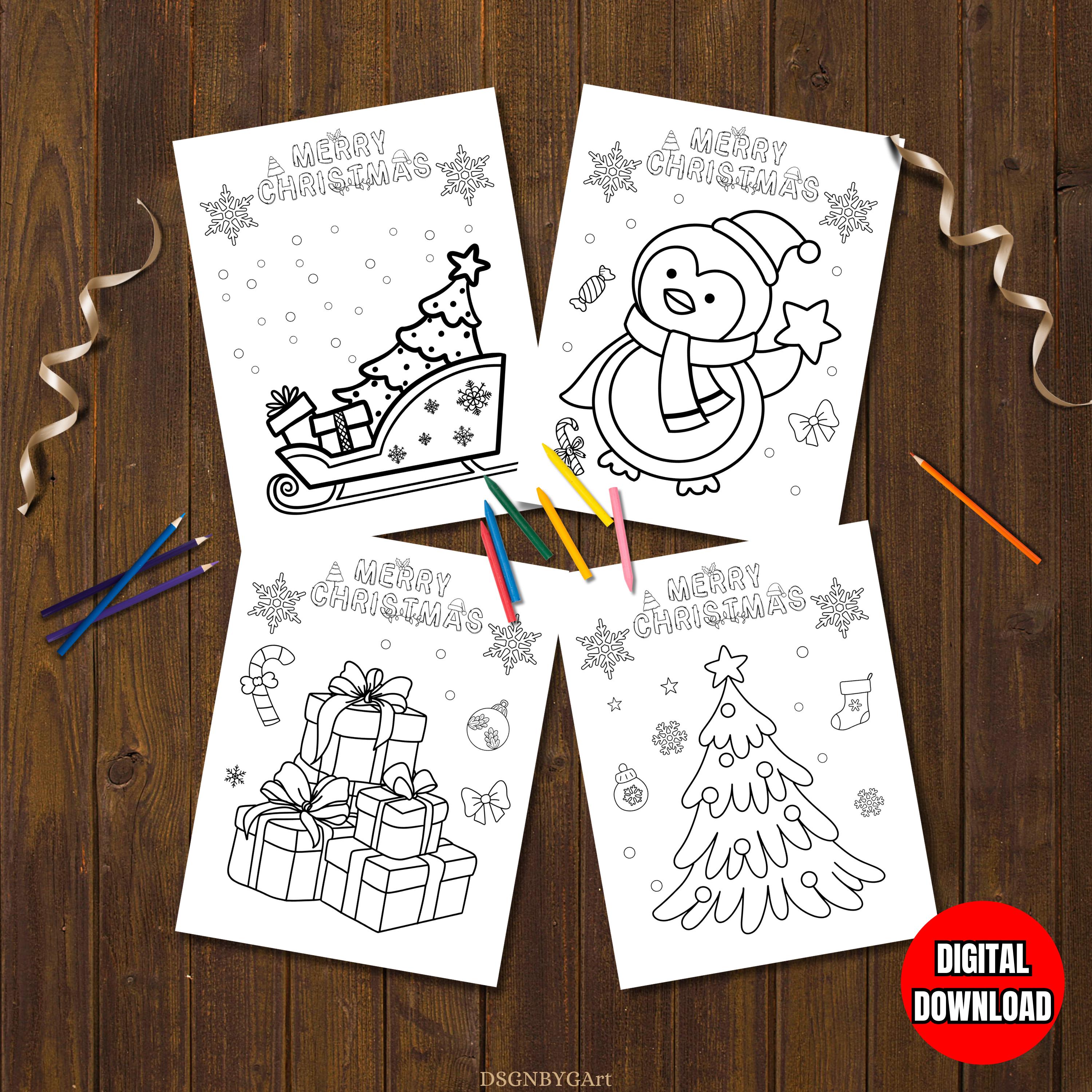 Christmas Coloring Pages for Kids: 15 Printable Designs (PDF) - Etsy