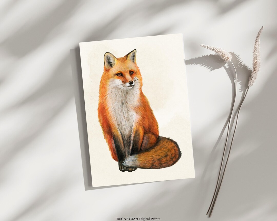 Fox Printable Wall Art Animal Print Woodland Digital Art Fox Print Wild ...