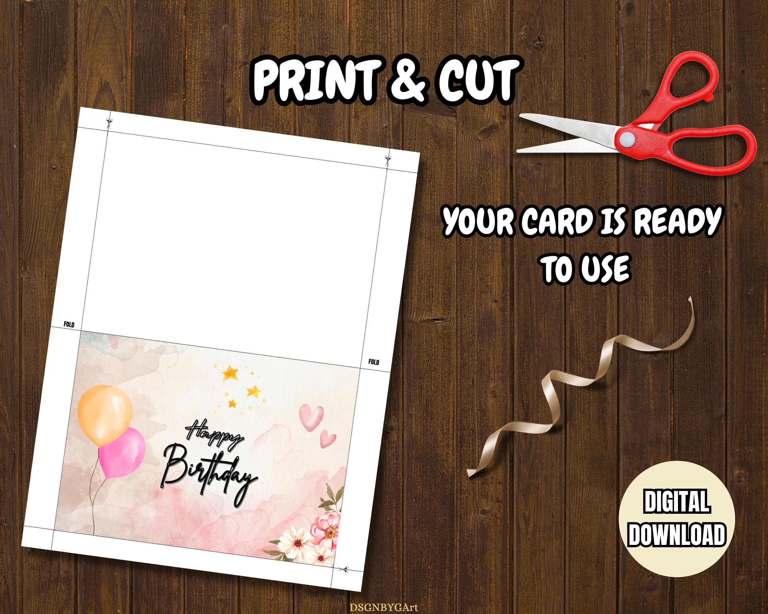 Printable Birthday Card Template: DIY Greeting Card (PDF Download ...