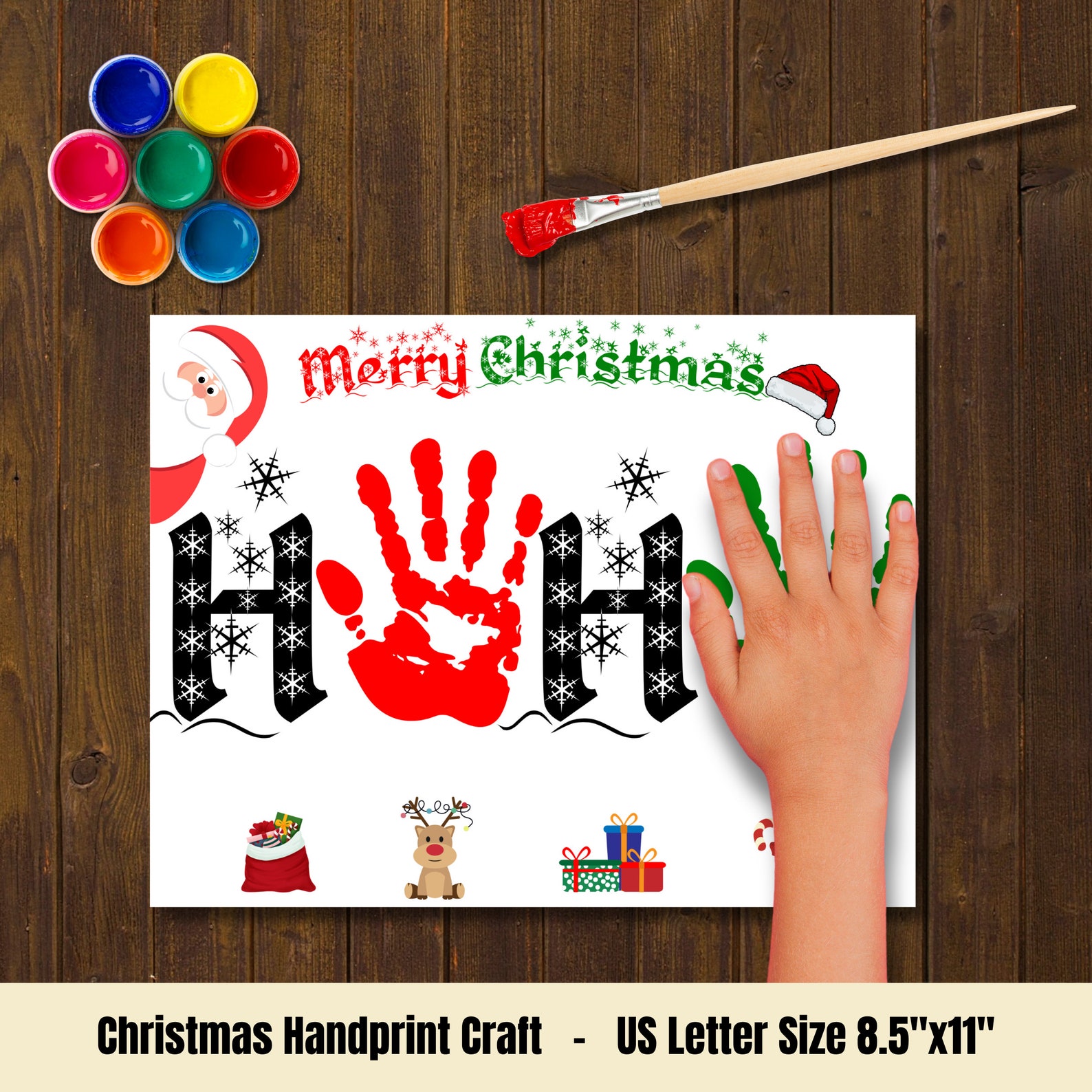 Christmas Handprint Craft, Handprint Footprint Art, Ho Ho Ho, Preschool ...