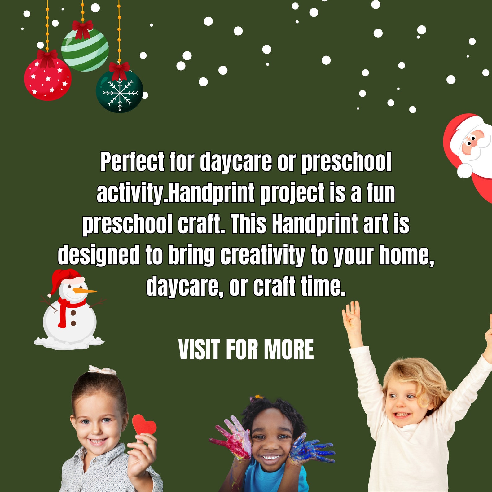 Christmas Handprint Craft, Handprint Footprint Art, Ho Ho Ho, Preschool ...