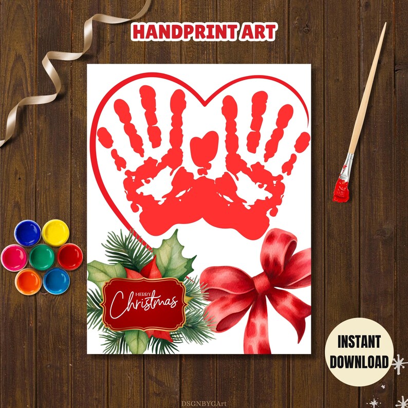 Christmas Handprint Art, Printable Christmas Handprint Craft, Handprint ...