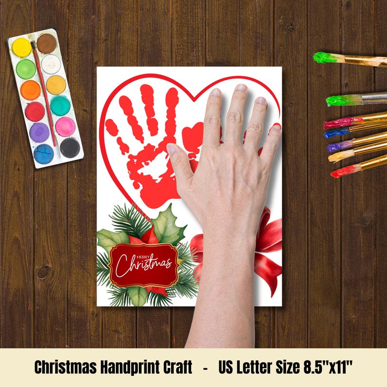 Christmas Handprint Art, Printable Christmas Handprint Craft, Handprint ...