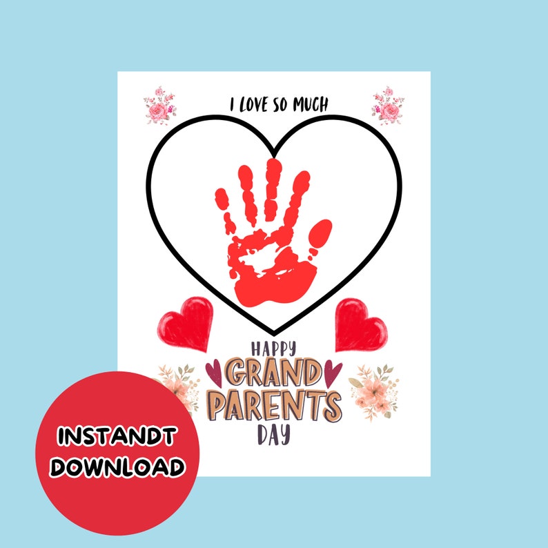 Grandparents Day Handprint Art, Preschool Handprint Craft Activity for ...
