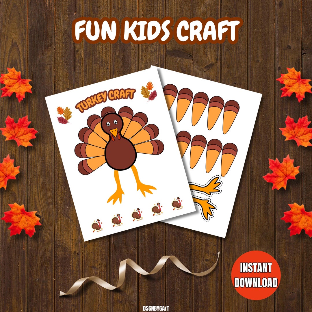Printable Turkey Craft for Kids: Thanksgiving Activity (PDF) - Etsy