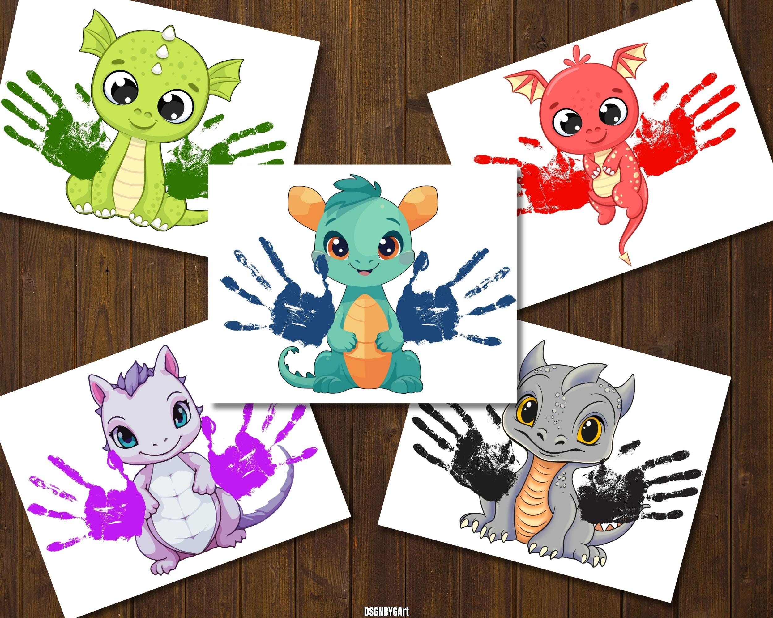 Dragon Handprint Art Printable: Kids Craft Activity (PDF) - Etsy